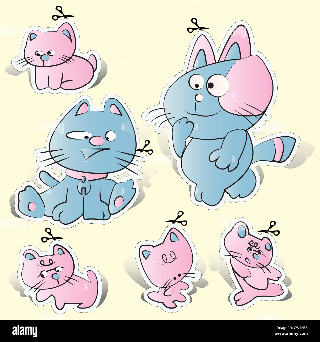 cat, kitty cartoons paper cut Stock Photo - Alamy