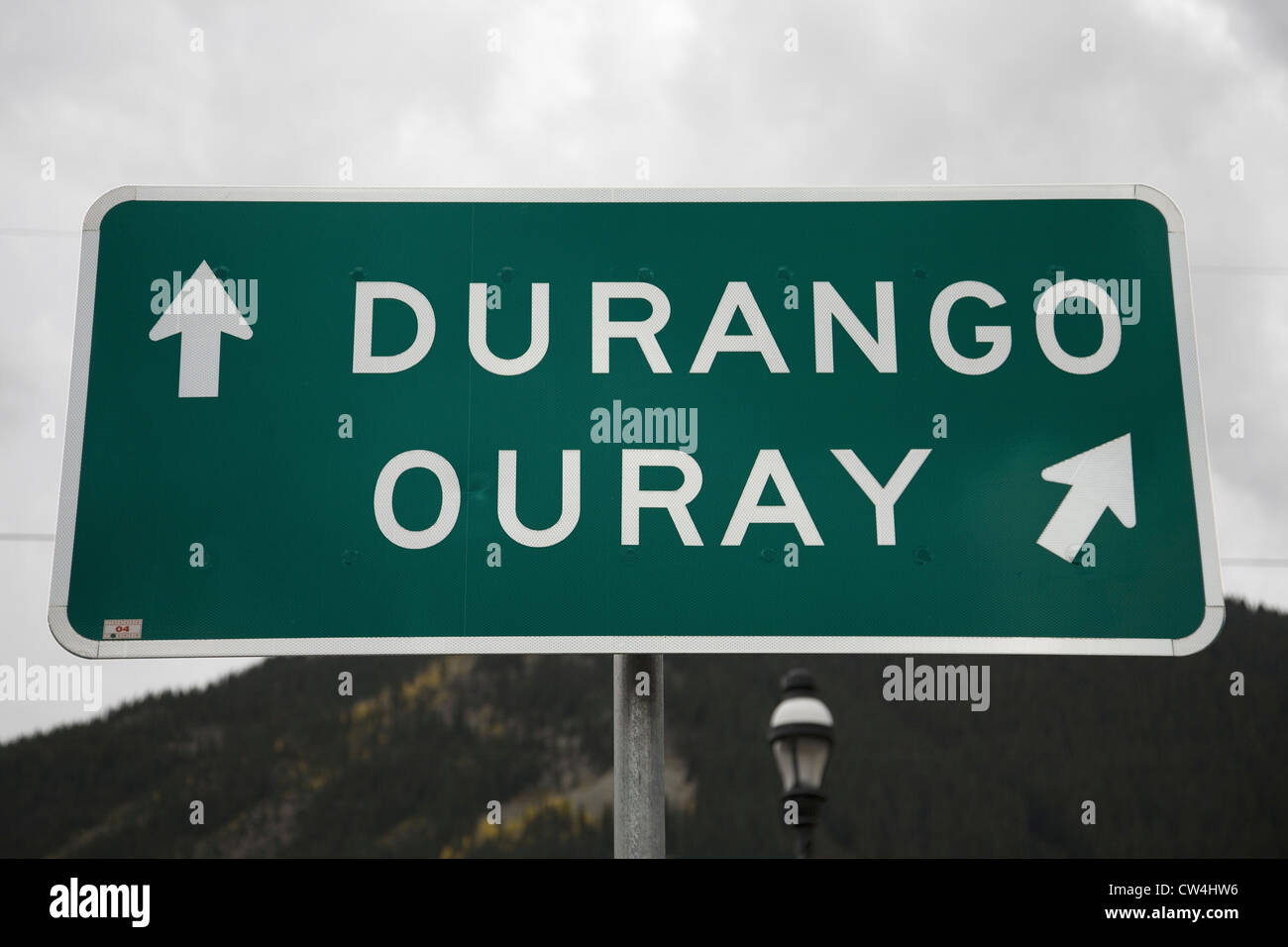 Road sign to Durango and Ouray Colorado along route 550 Stock Photo - Alamy