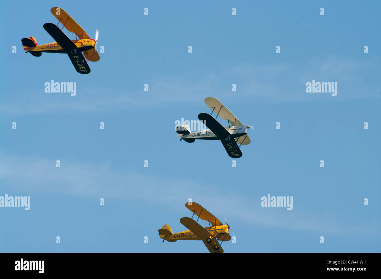 The Stampe Formation Display Team Biplanes Bi Planes UK Stock Photo - Alamy