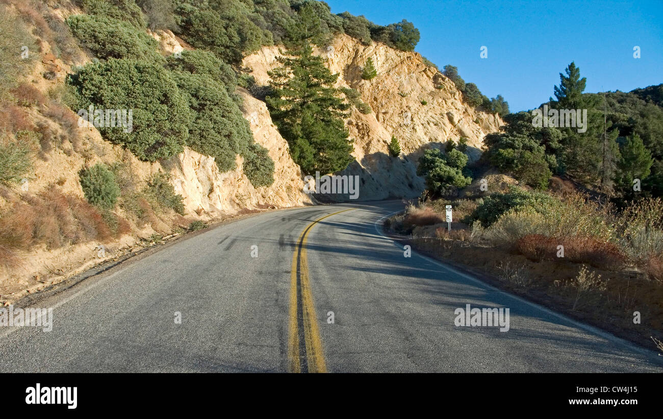 Yellow stripes on highway 33 going to Ojai California in Las Padres ...