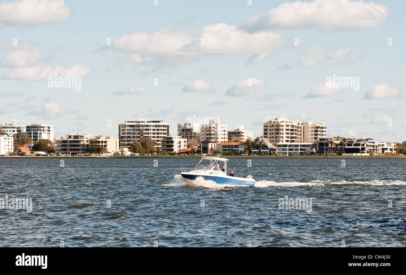 Swan River Perth Western Australia - A speedboat on the Swan River ...