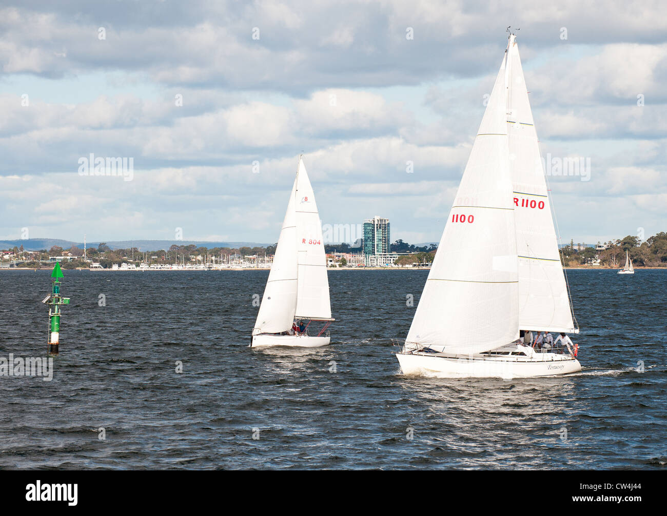 Swan River Perth Western Australia - Sailboats racing on the Swan River ...