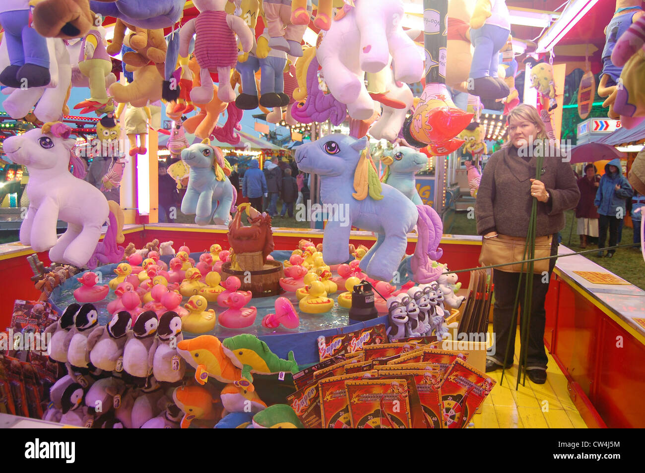 Hook a duck stall at Bridgwater Fair, UK Stock Photo - Alamy