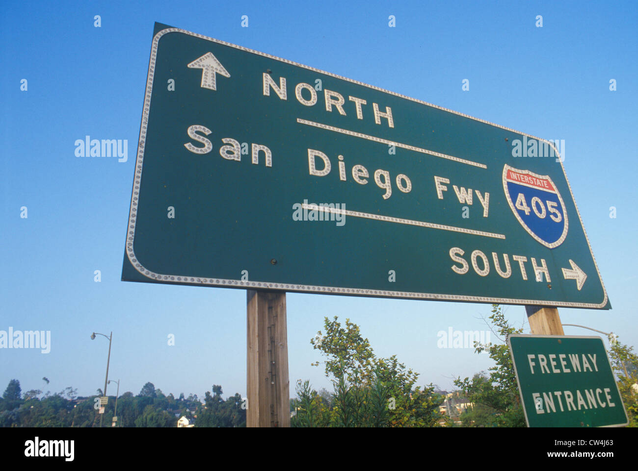 A sign for the 405 San Diego freeway entrance Stock Photo - Alamy