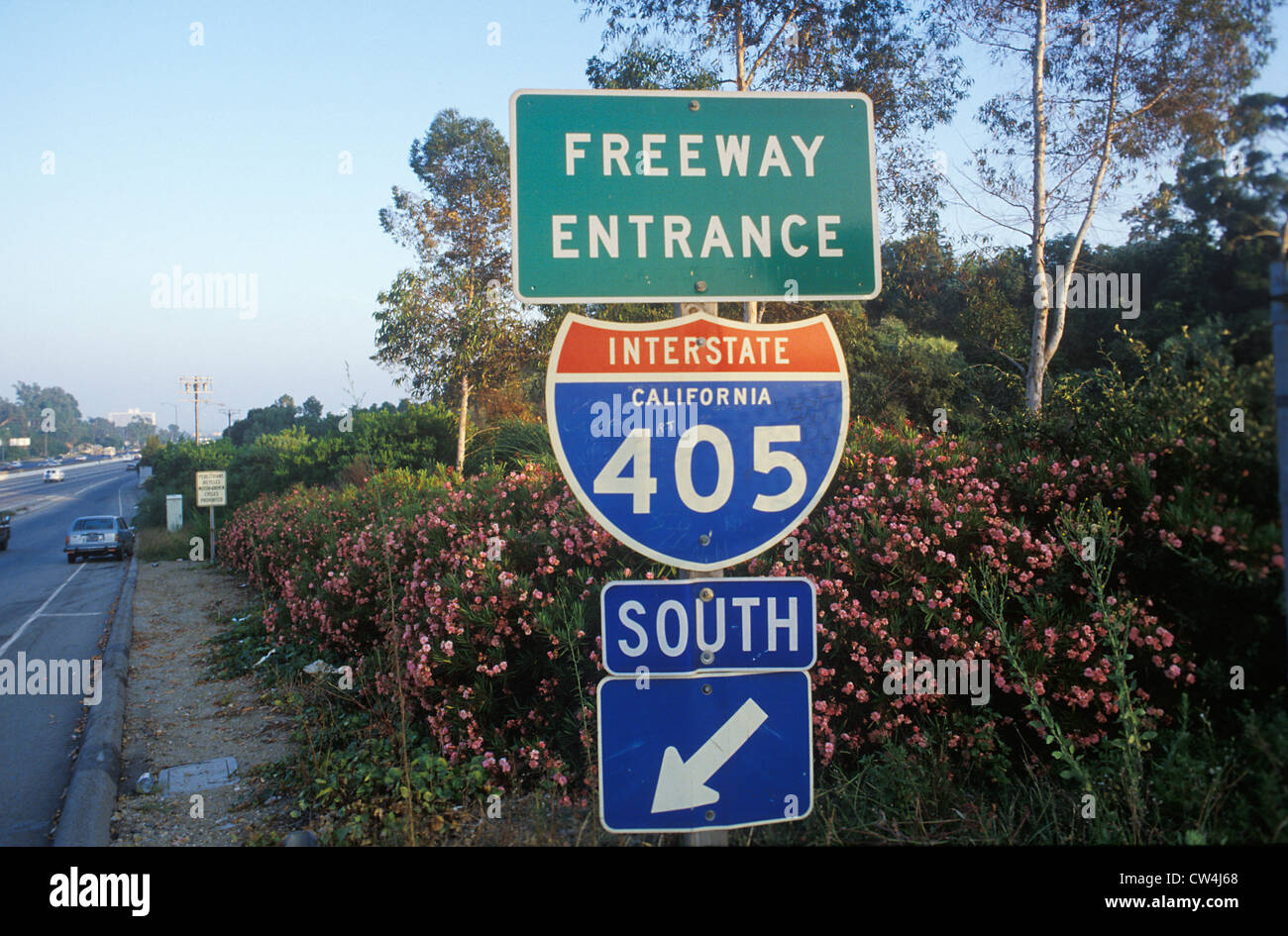 A sign for the 405 San Diego freeway entrance Stock Photo - Alamy