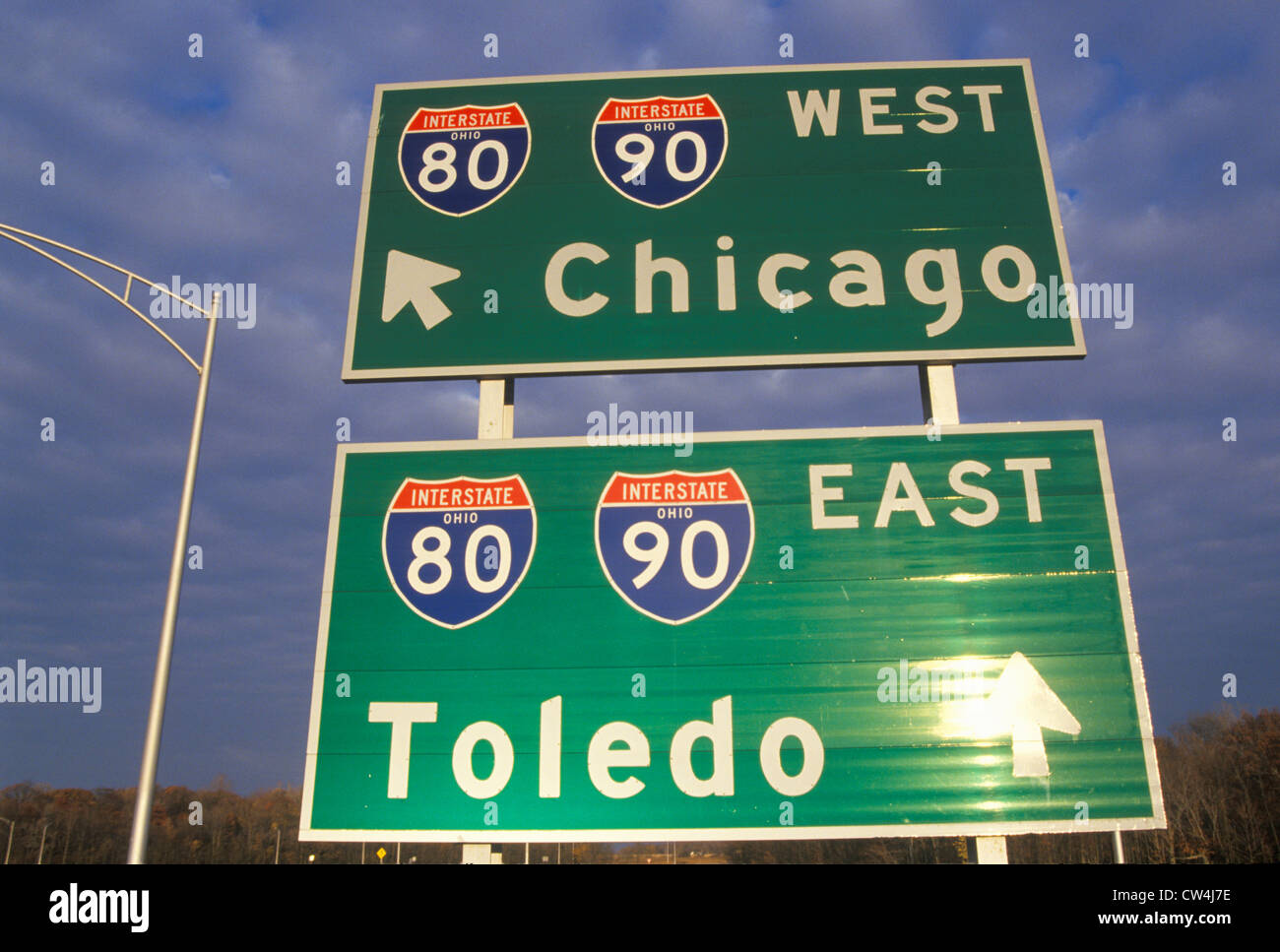Two interstate signs for Chicago and Toledo Stock Photo - Alamy