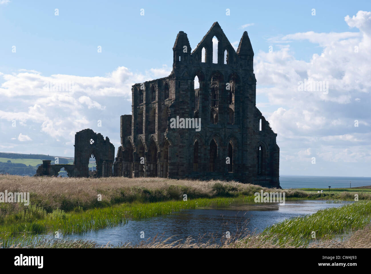 A landscape view of Whitby Abbey Stock Photo - Alamy