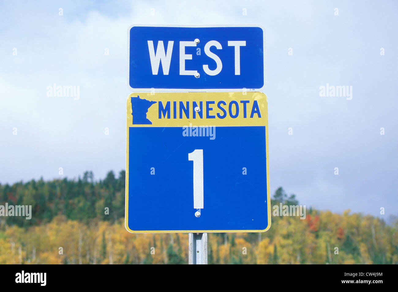 A sign for 1 west in Minnesota Stock Photo - Alamy