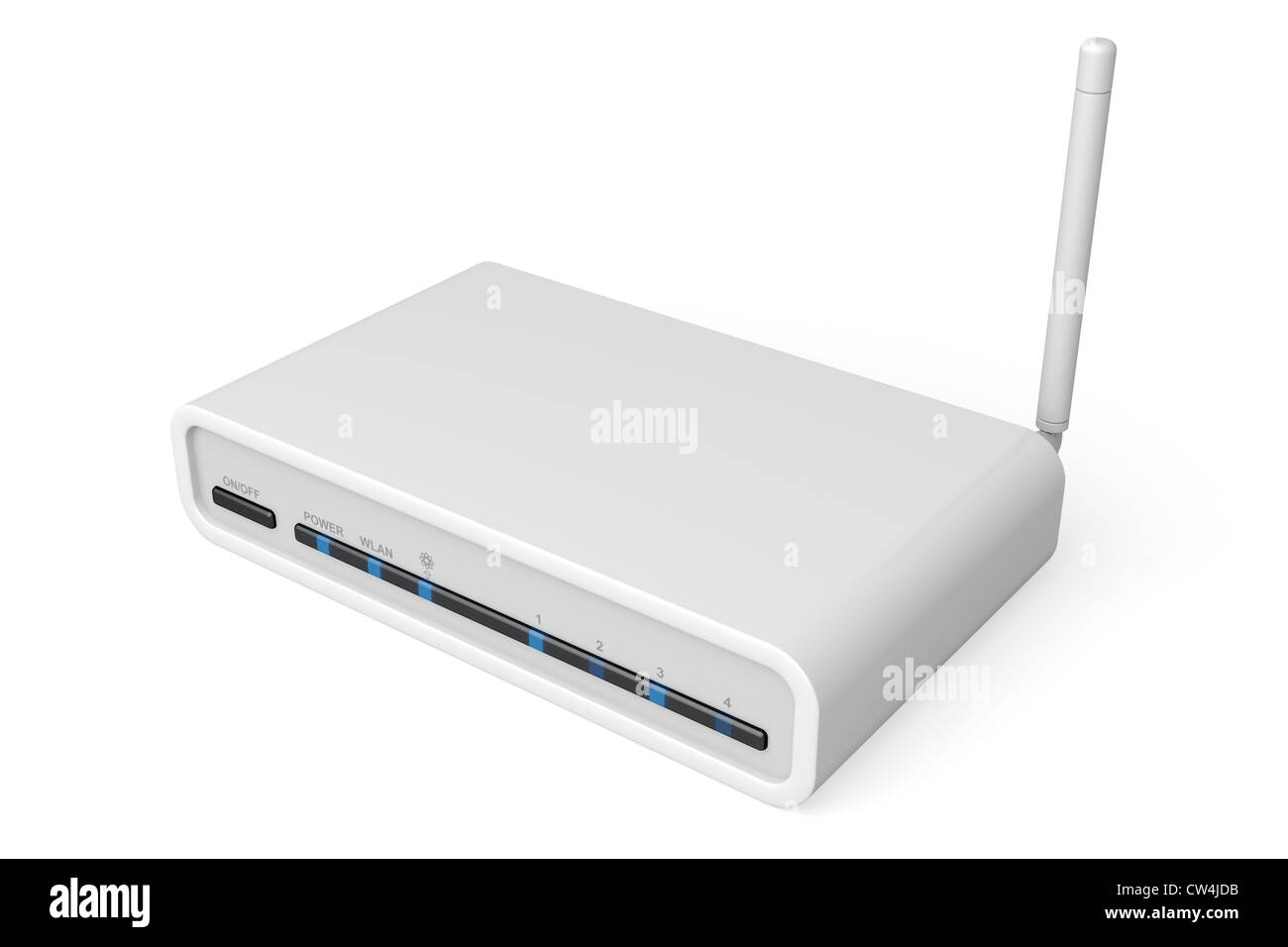 White wireless router on white background Stock Photo - Alamy