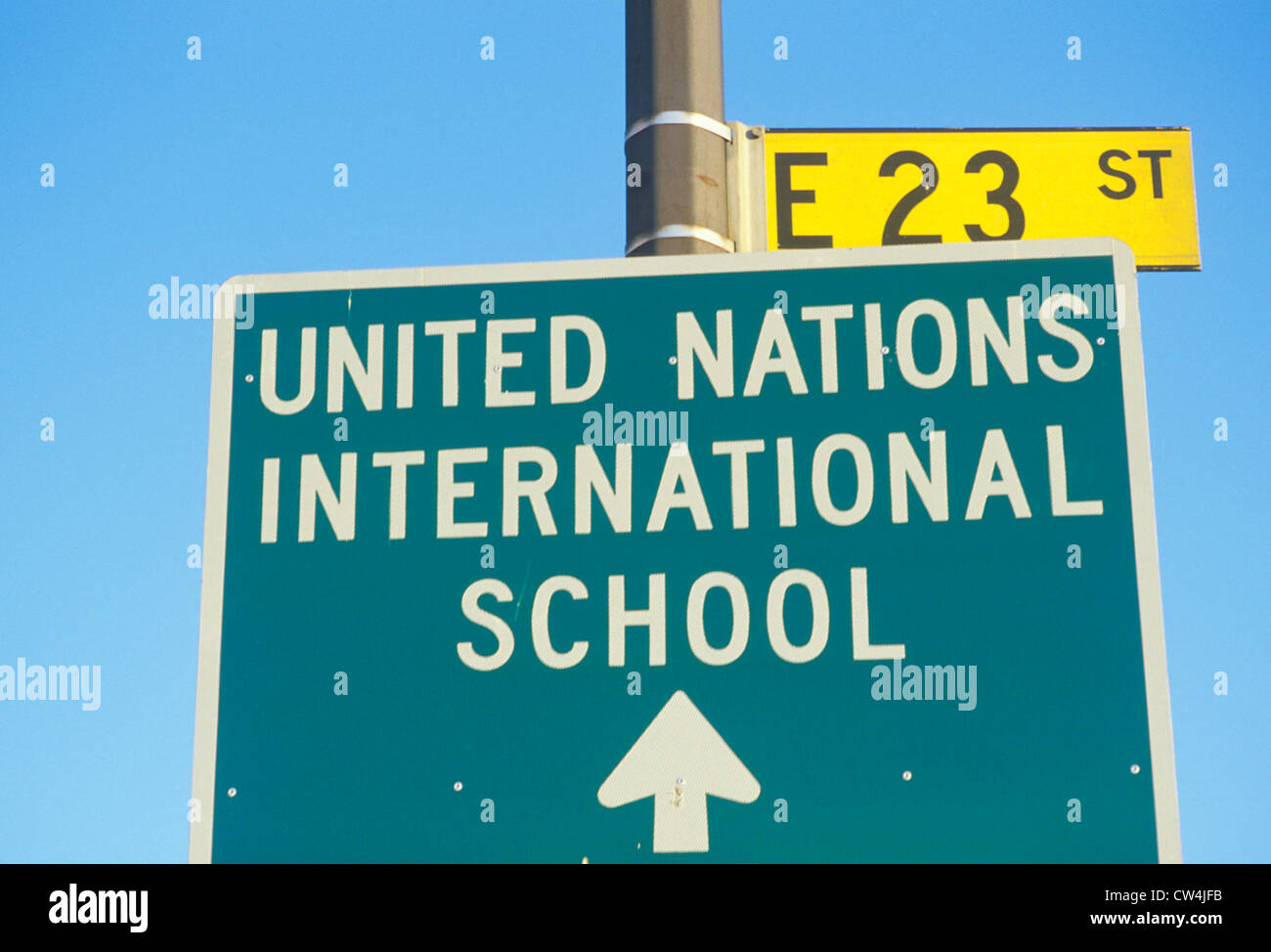 A sign for the United Nations International School Stock Photo - Alamy