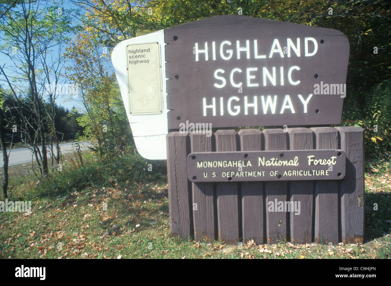 A sign for Highland Scenic Highway Stock Photo - Alamy