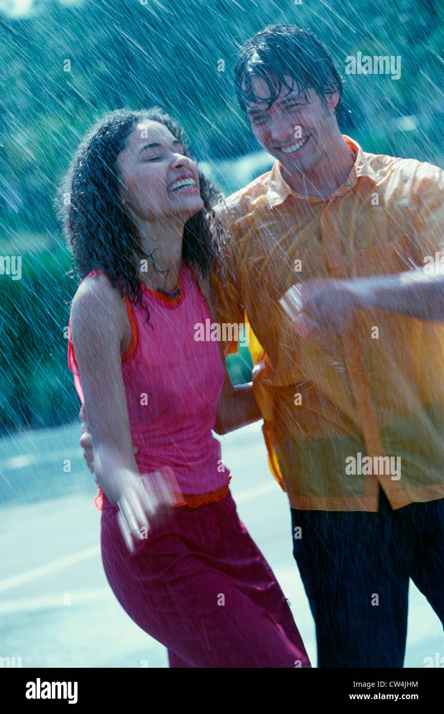 Woman in soaking wet shirt rain hi-res stock photography and images - Alamy