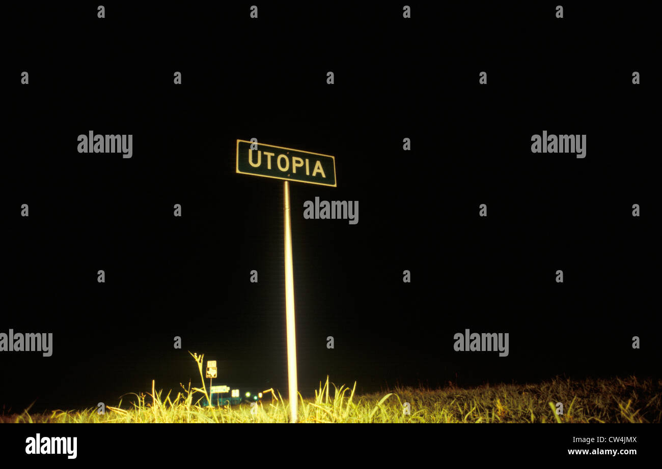 A sign for Utopia, Texas Stock Photo - Alamy