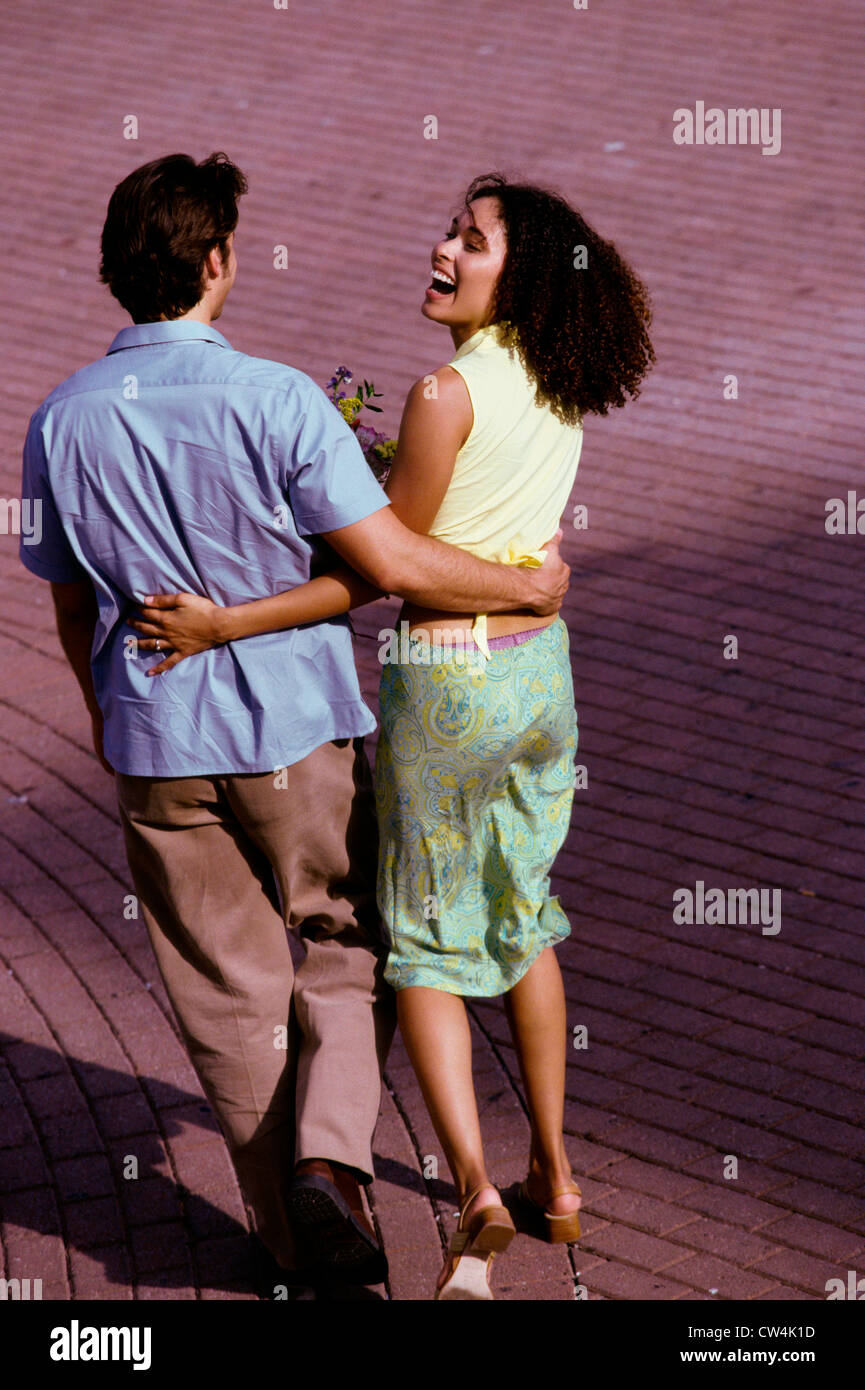 High angle view of a young couple walking Stock Photo - Alamy