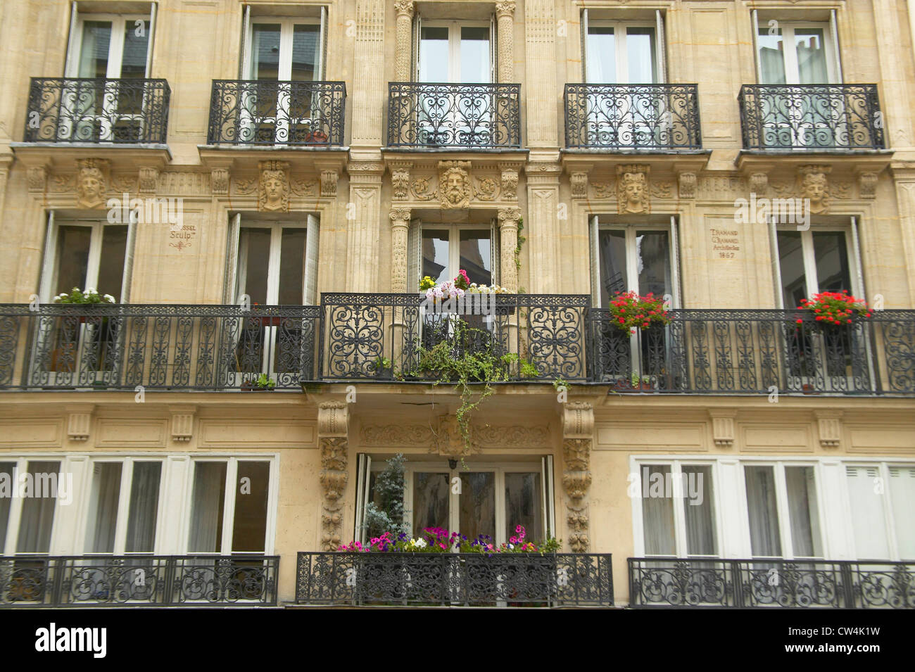 Balconies of Paris apartment building, Paris, France Stock Photo - Alamy