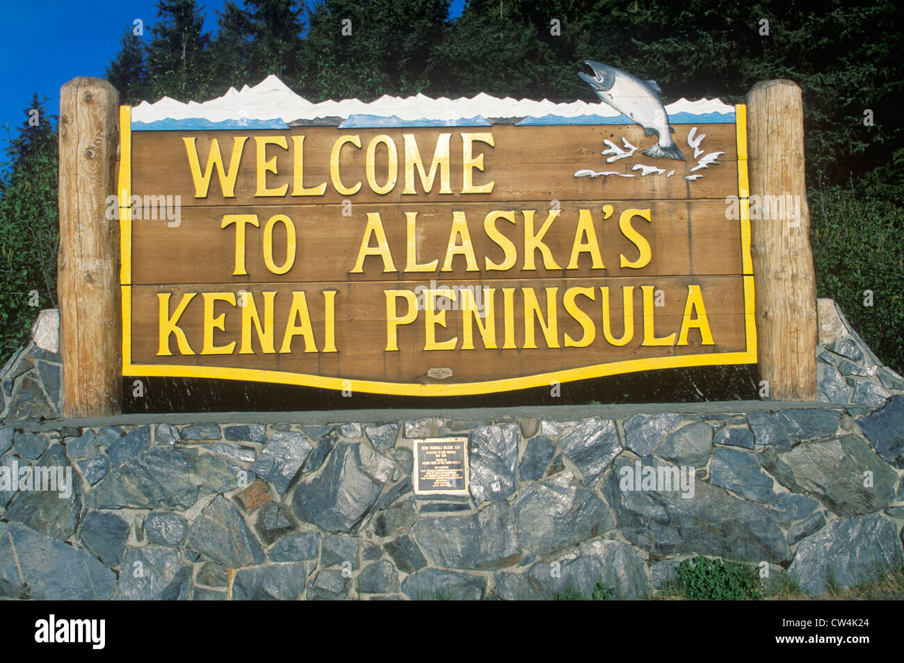 Welcome sign at alaska highway hi-res stock photography and images - Alamy