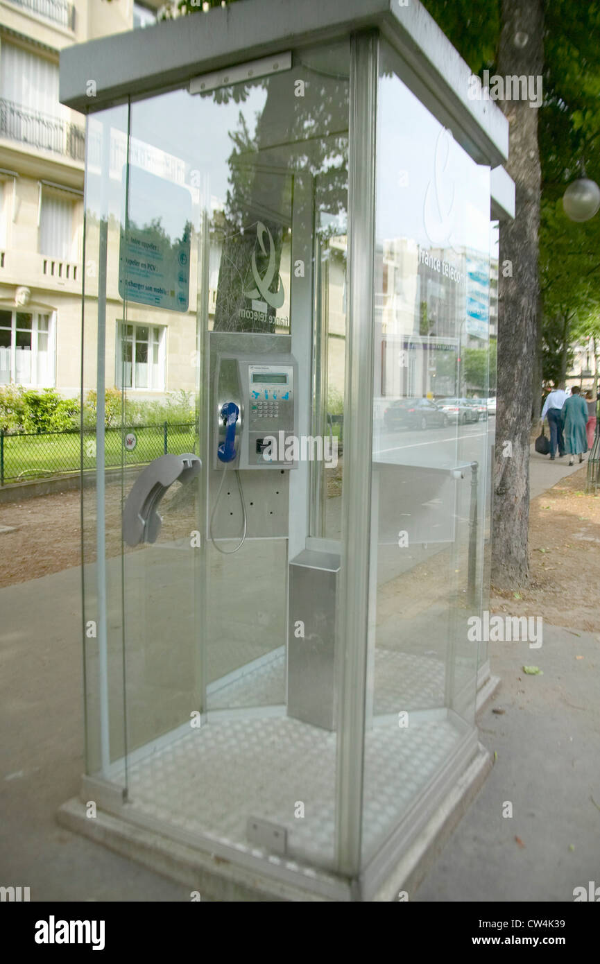 See-through phone booth, Paris, France Stock Photo - Alamy