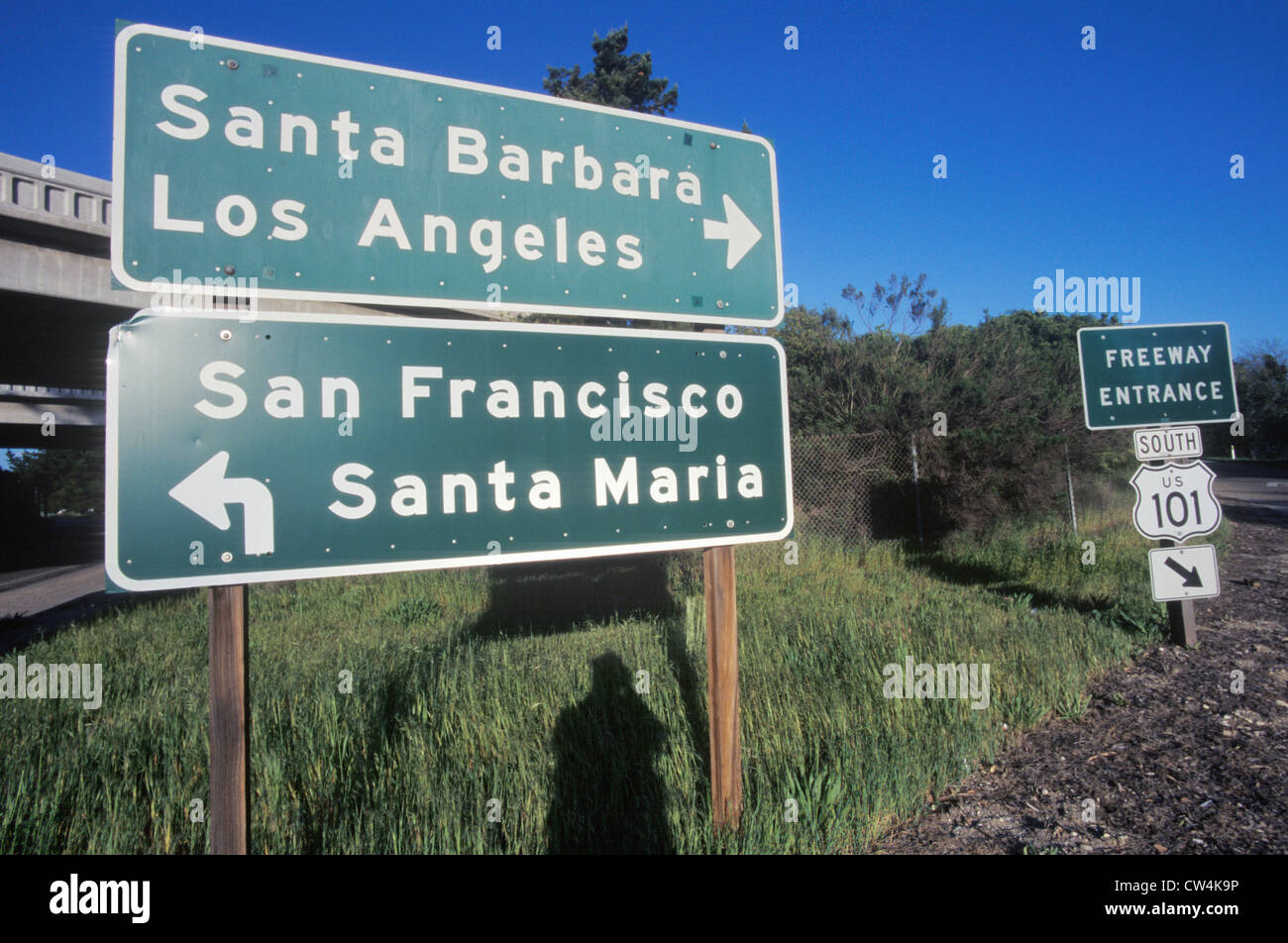 A sign that reads ?Santa Barbara/Los Angeles - San Francisco/Santa ...