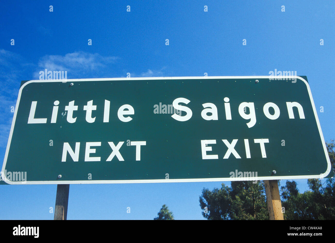 A sign that reads ?Little Saigon Next Exit Stock Photo - Alamy