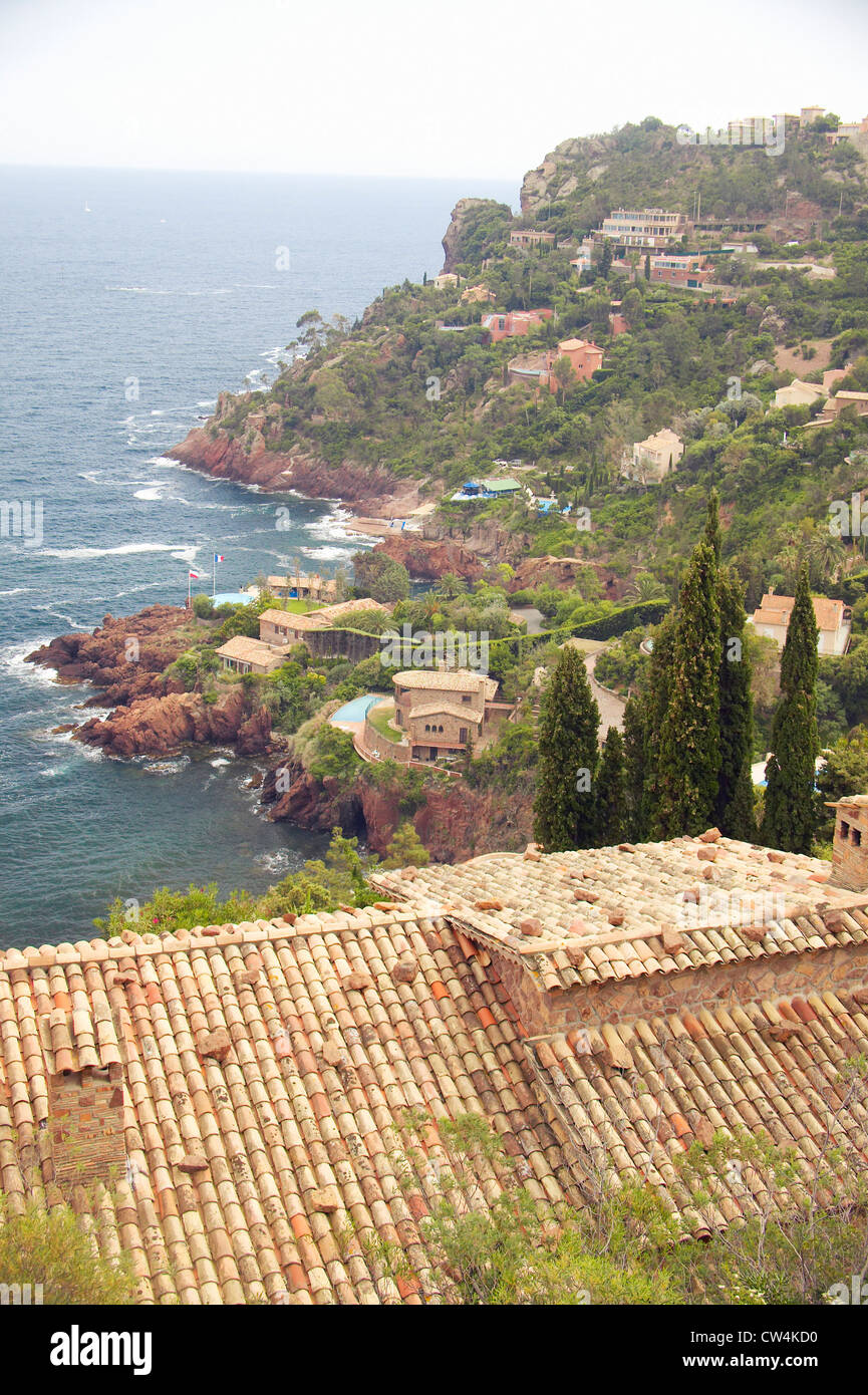 Hillside homes along French Riviera, France Stock Photo - Alamy