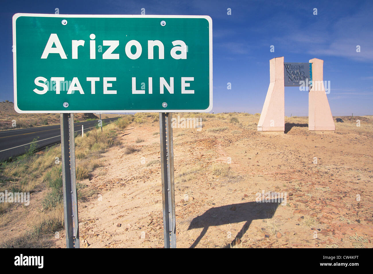 A sign that reads ?Arizona State Line Stock Photo - Alamy