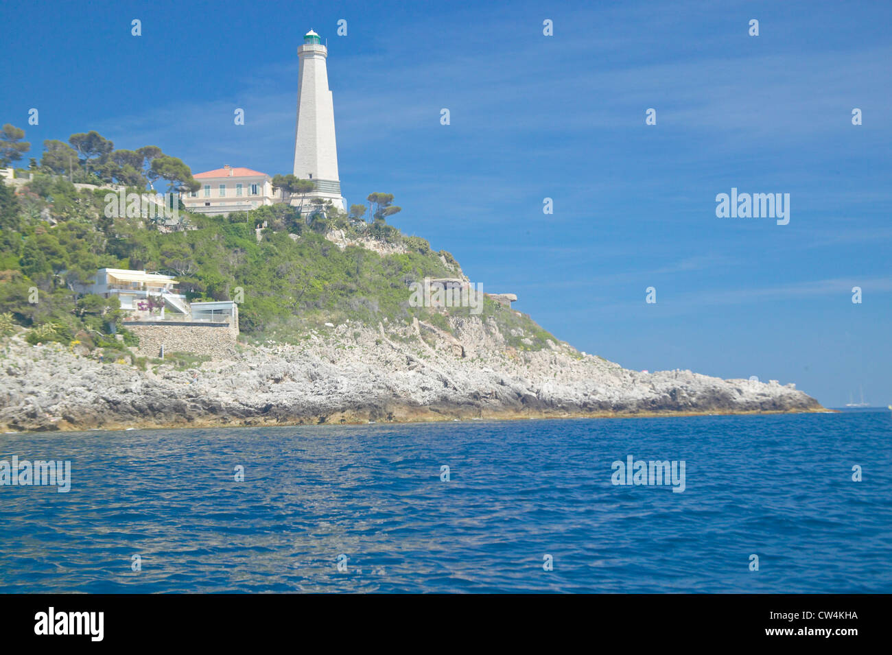 Lighthouse near Saint Jean Cap Ferrat, French Riviera, France Stock ...