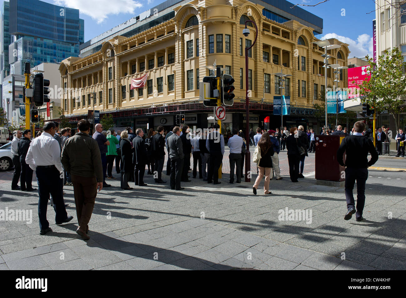 Perth Western Australia - Pedestrians waiting to cross the road in ...