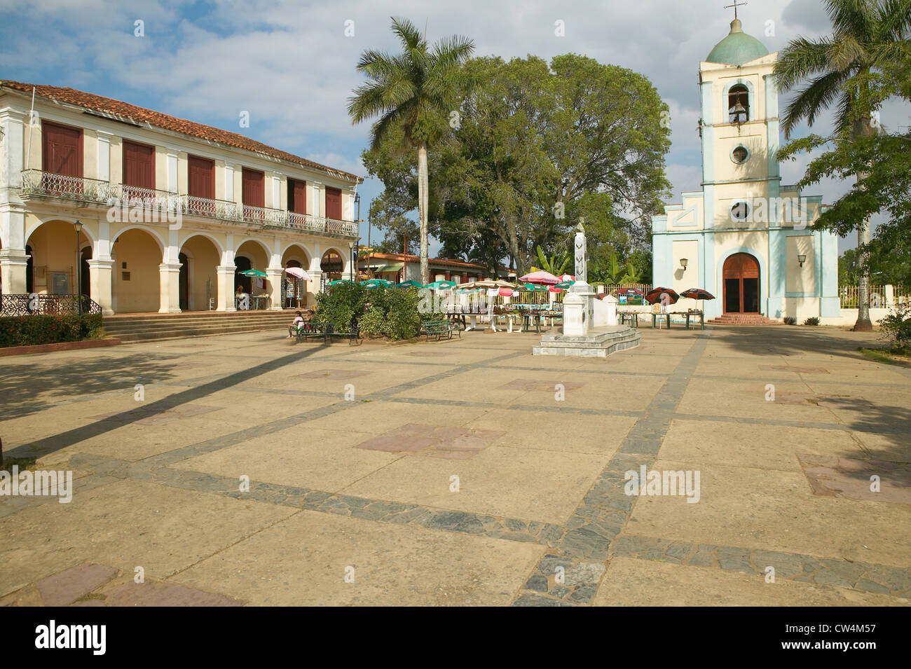 Small village in central Cuba with Catholic Church Stock Photo - Alamy