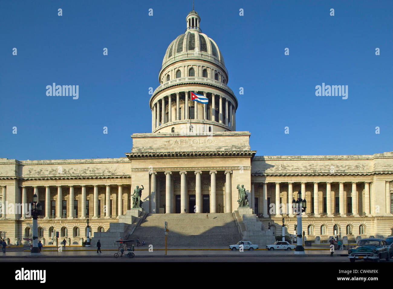 Morning light on the Capitolio and Cuban Flag, the Cuban capitol ...