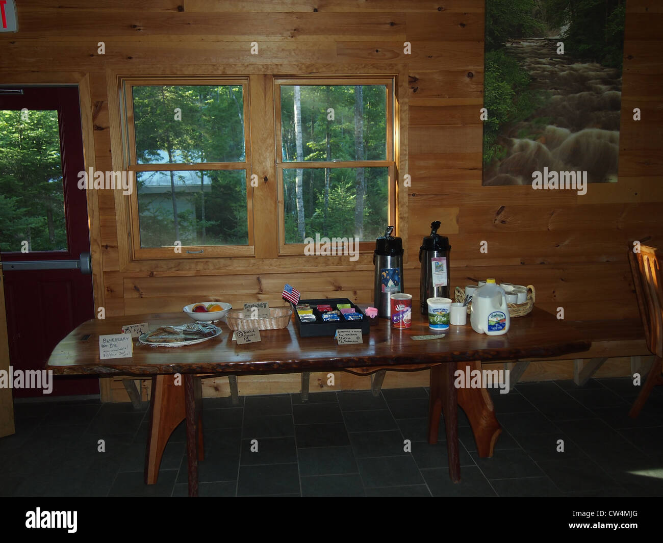 Food table in a cabin Stock Photo - Alamy