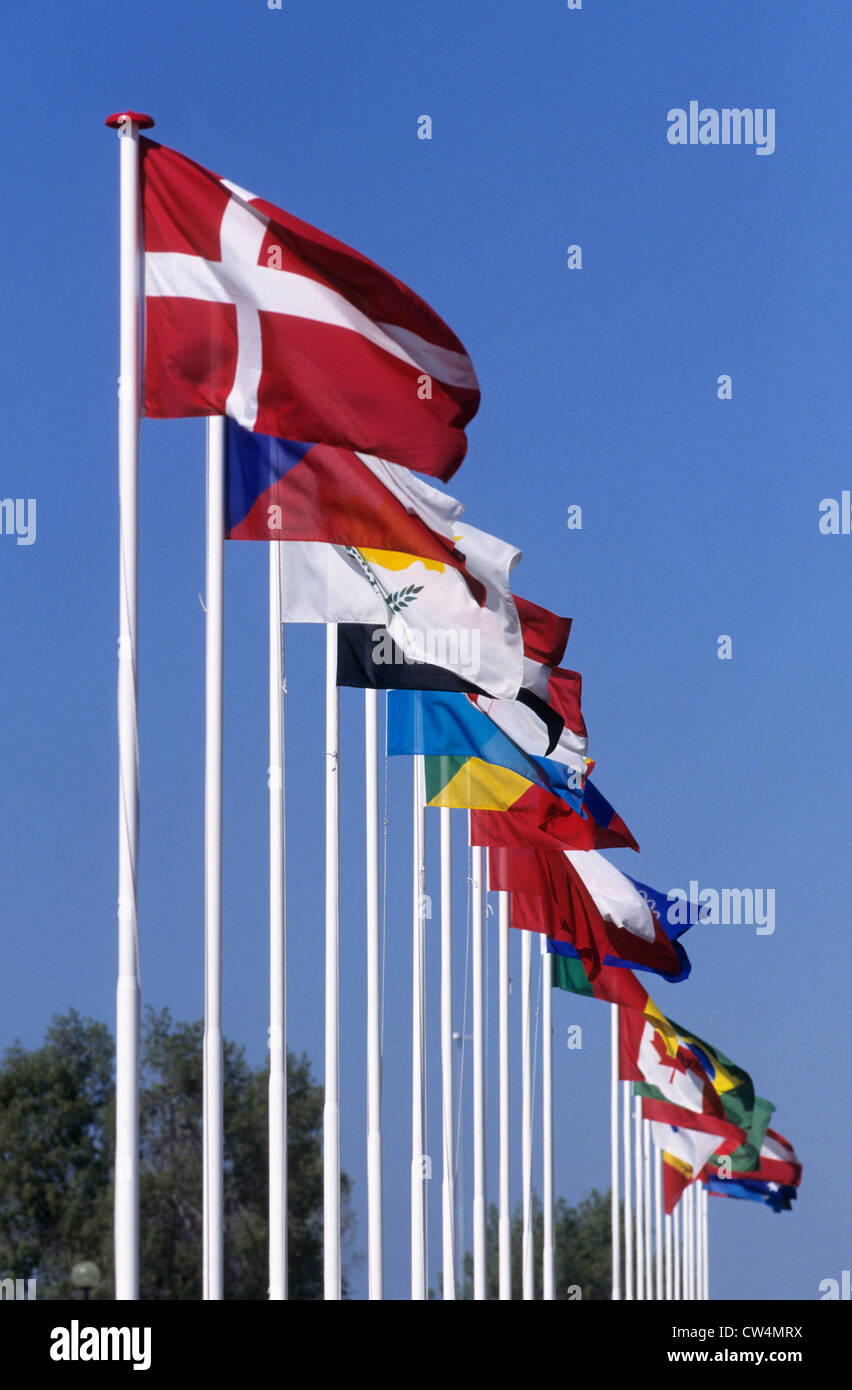 Flags different countries on flagpoles hi-res stock photography and ...