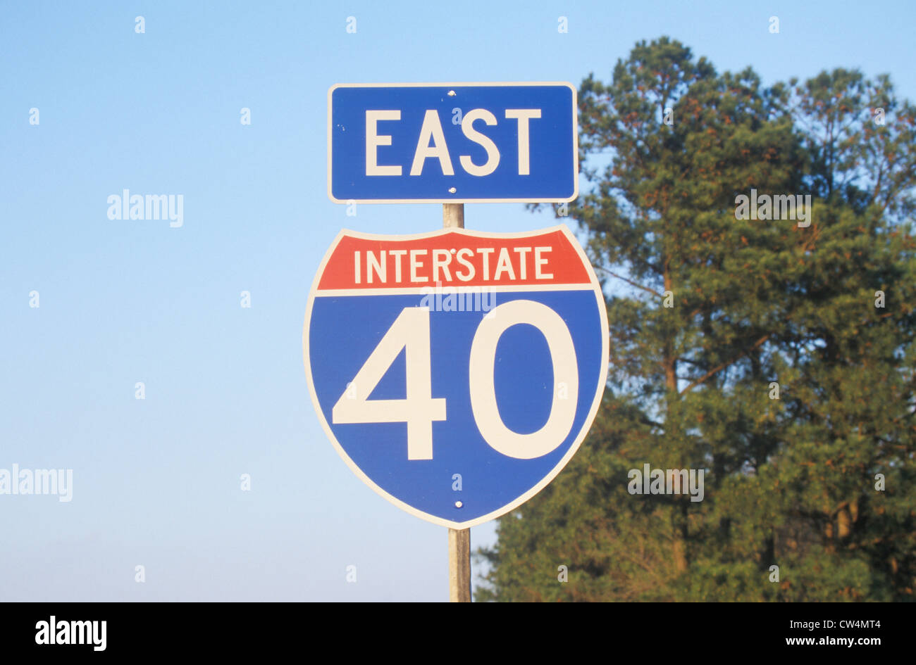Interstate Highway 40 sign going East Stock Photo - Alamy