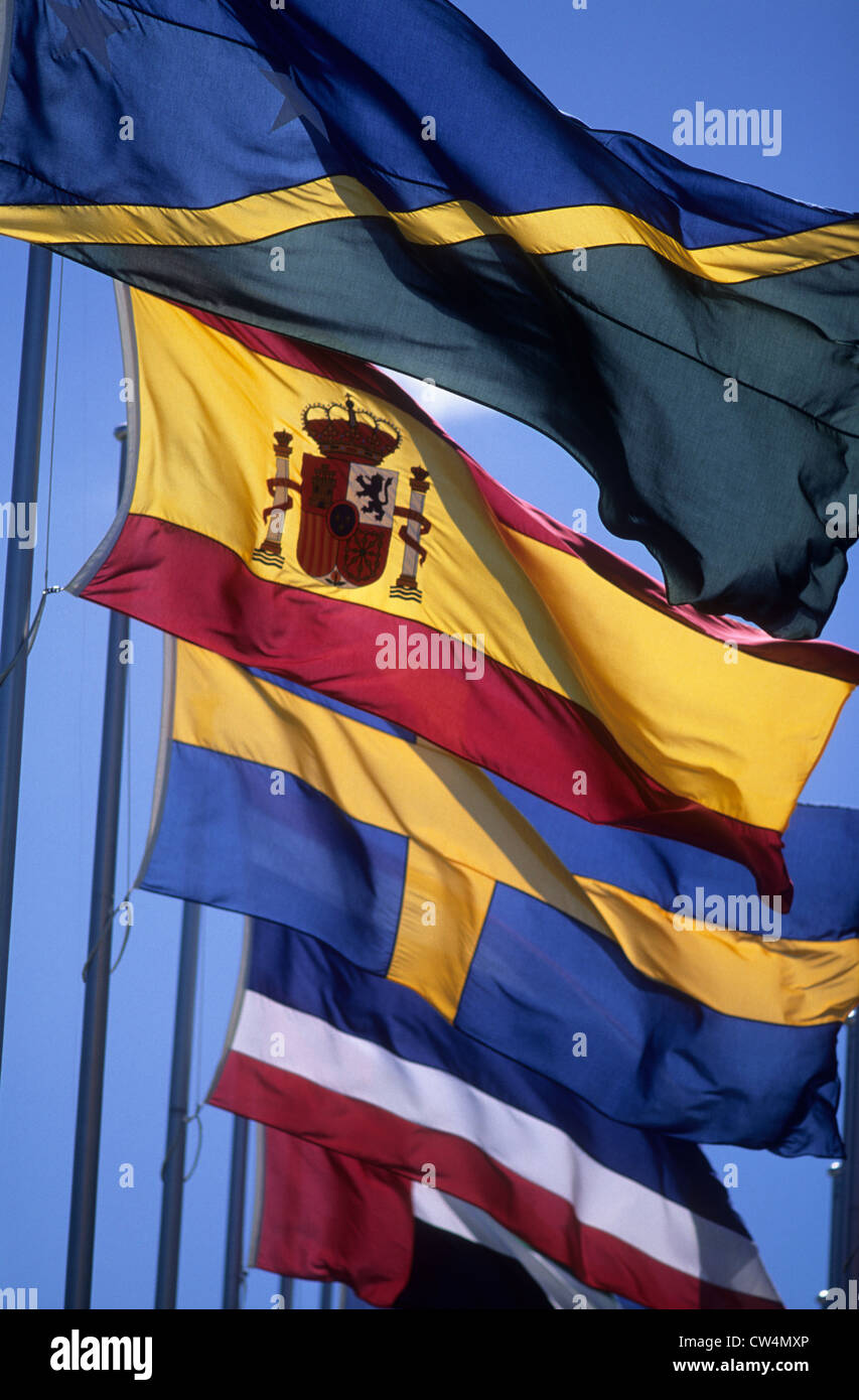 Various flags on flagpoles Stock Photo - Alamy