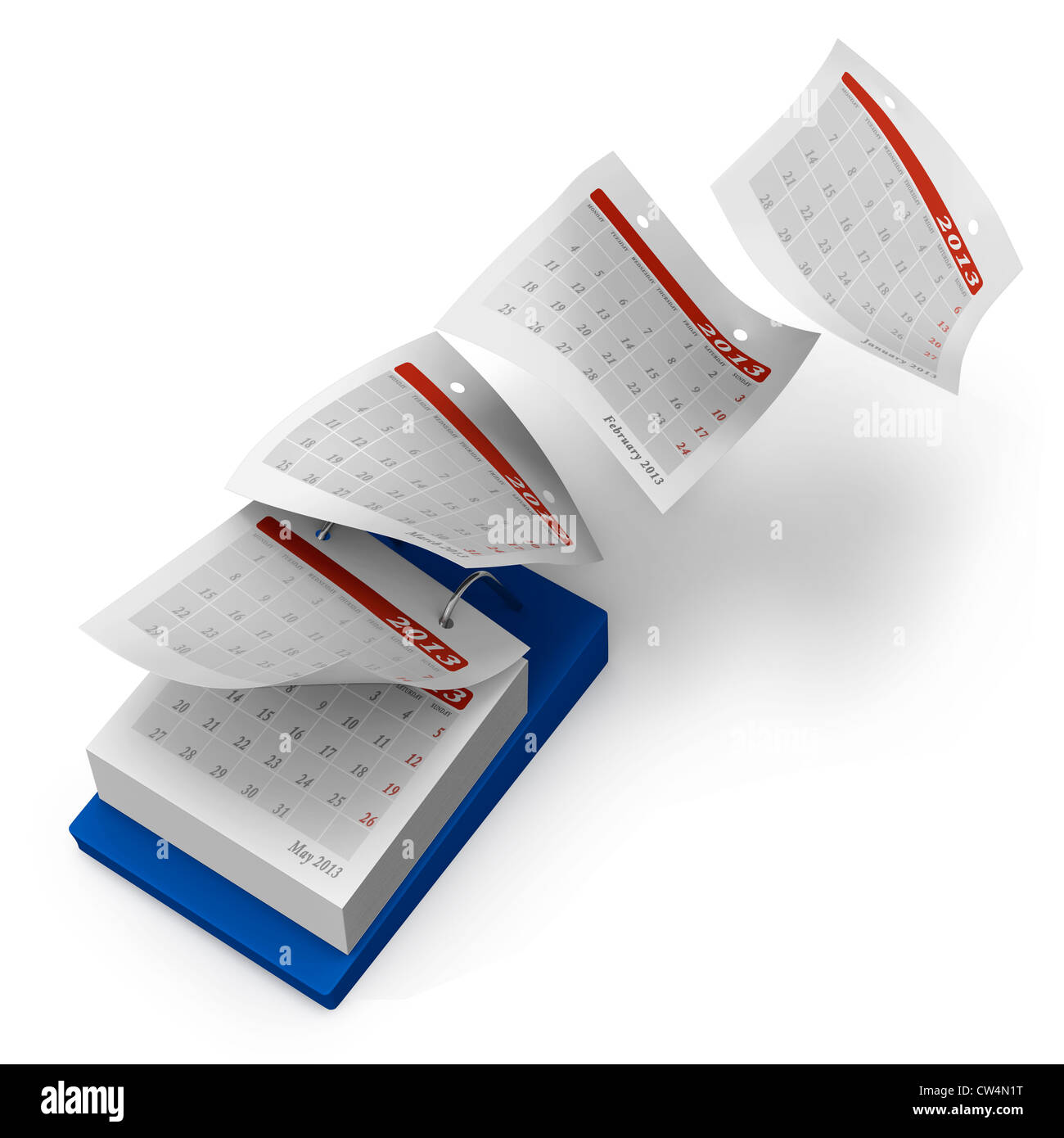 Desktop calendar showing how months or weeks fly by on white background ...