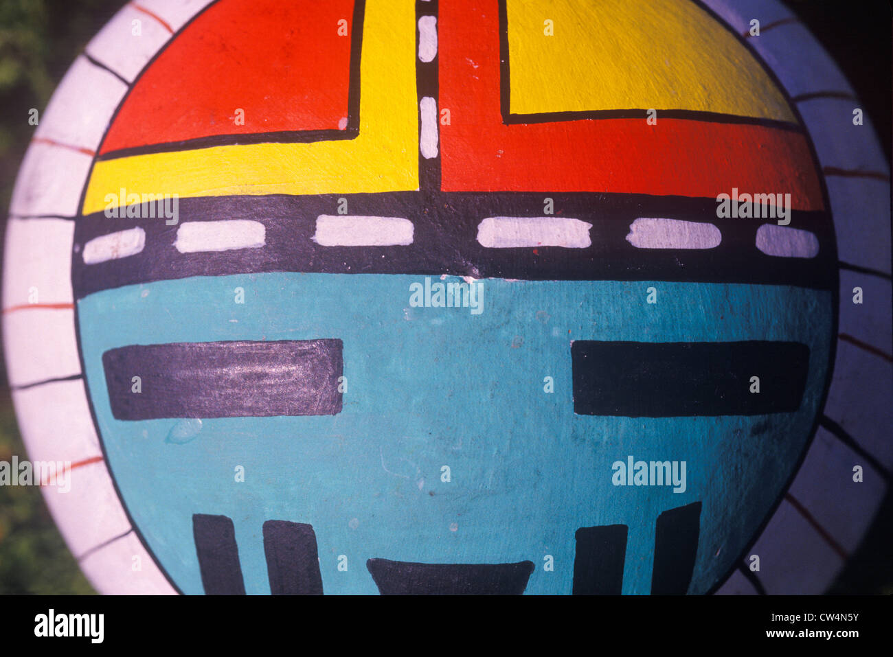 Hand painted Hopi instrument in tight close-up in Taos, NM Stock Photo ...