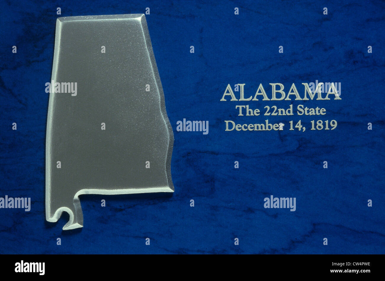 Silver Map of Alabama Stock Photo - Alamy
