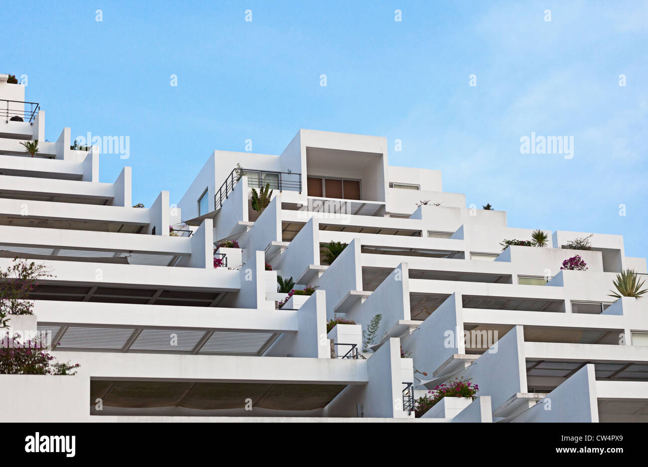 A modern hotel on the sky background Stock Photo - Alamy