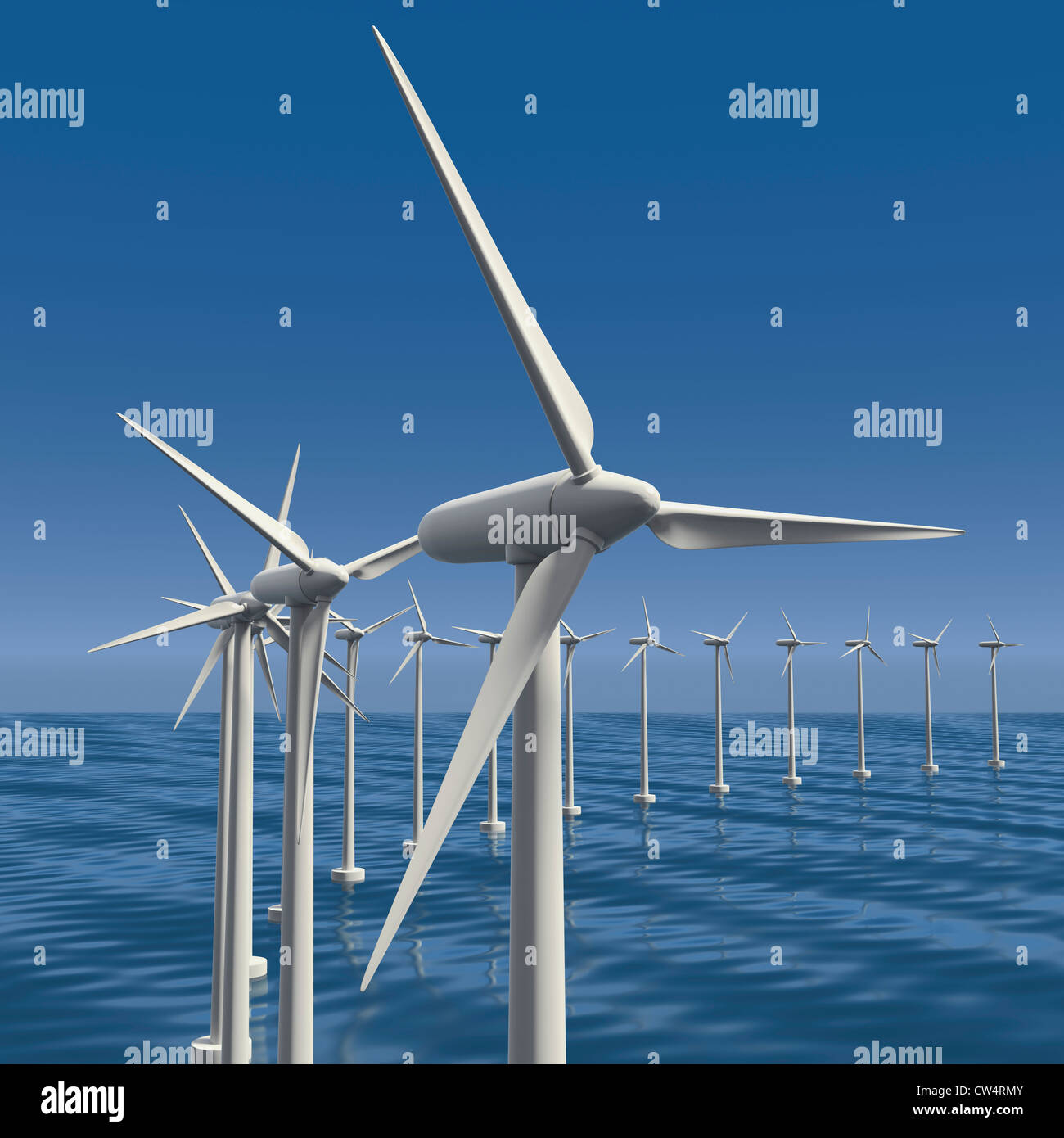 Wind farm or generators with sky at sea Stock Photo - Alamy