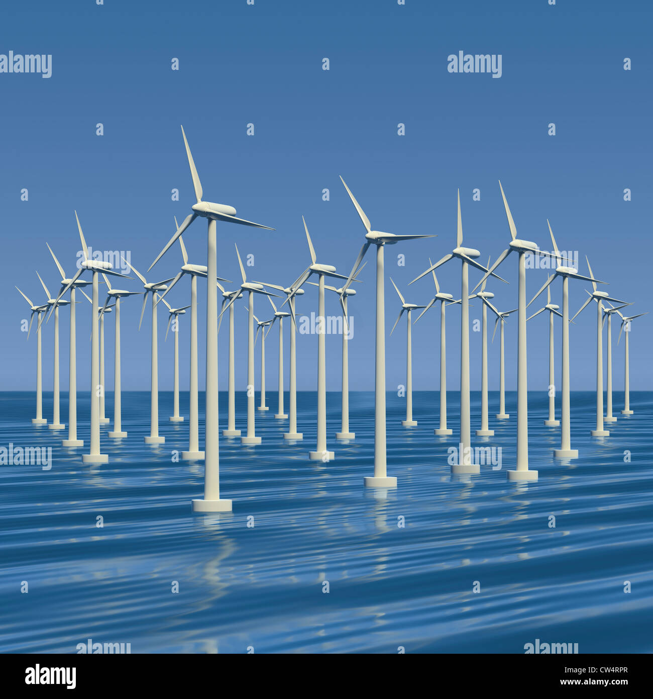 Wind farm or electrical generators at sea Stock Photo - Alamy