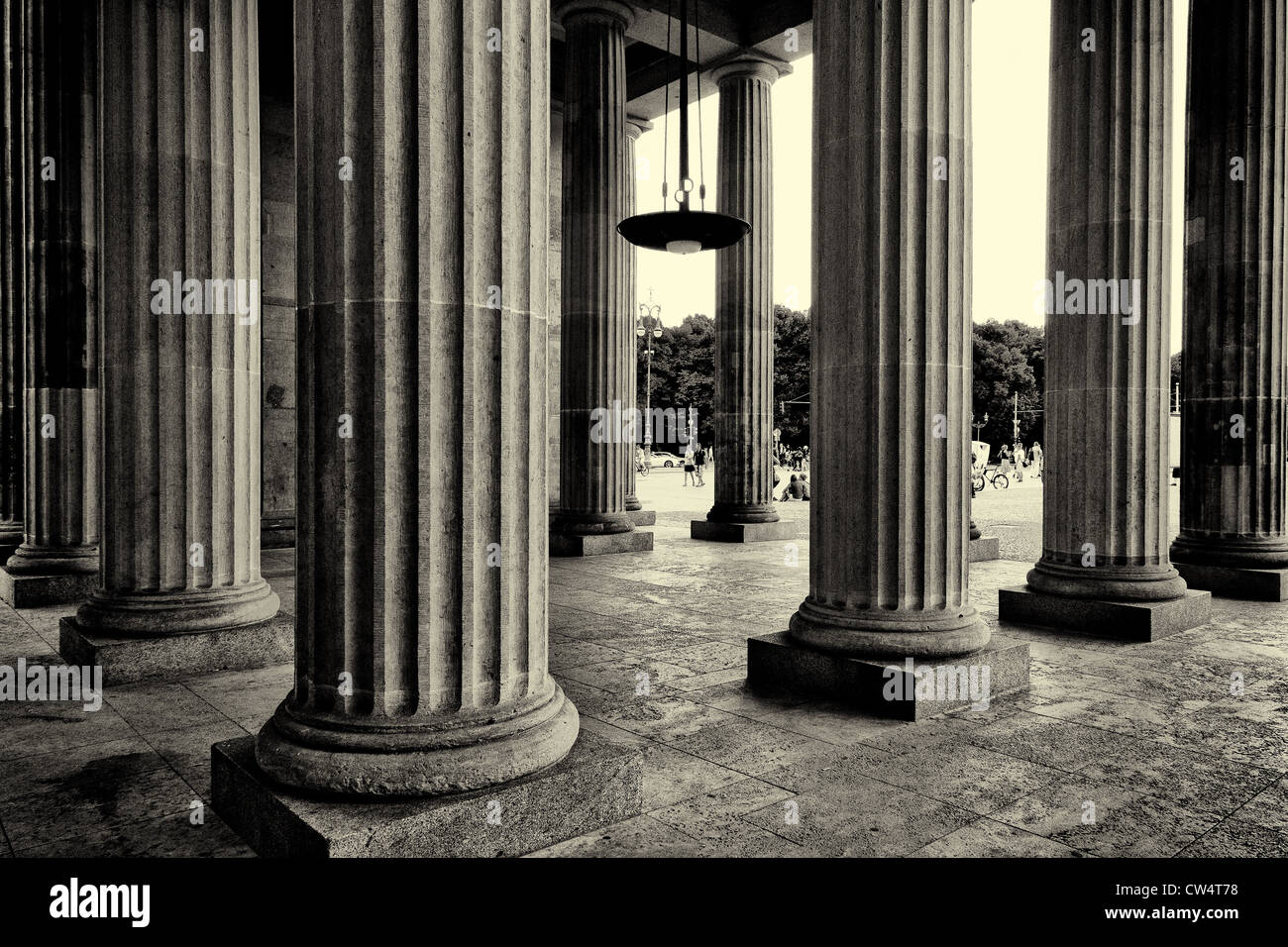 Columns of the Brandenburg Gate. Berlin. Germany. Sepia Stock Photo - Alamy