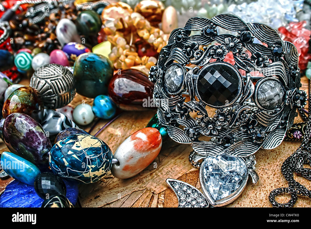 Different colored trinkets displayed in the waiting customers Stock ...