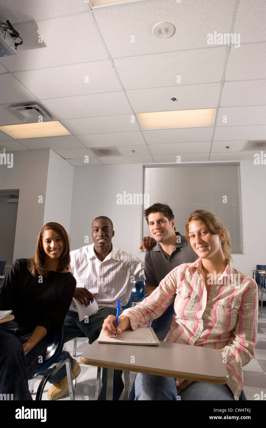 Portrait of university students smiling in the classroom Stock Photo ...