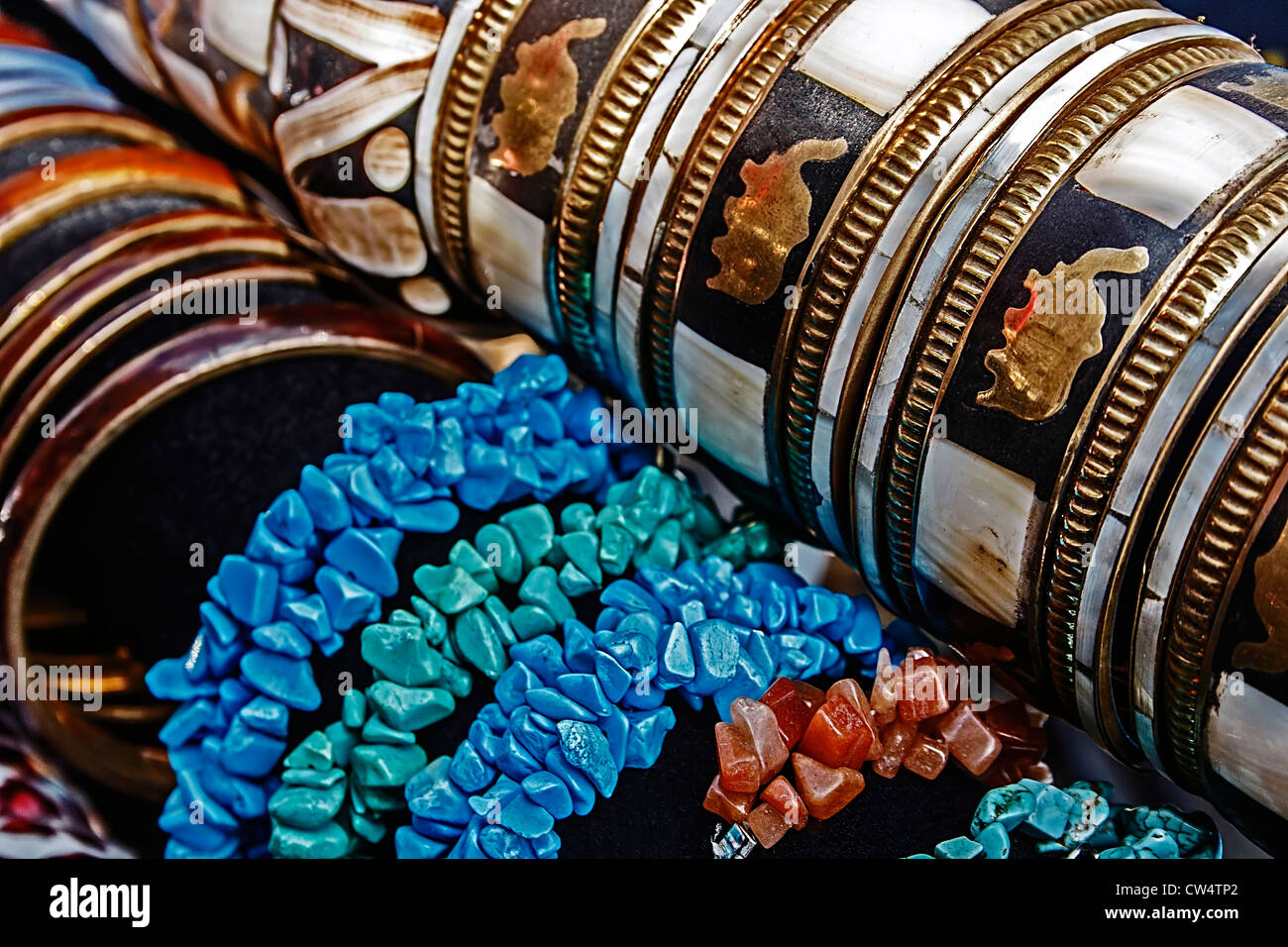 Different colored trinkets displayed in the waiting customers Stock ...