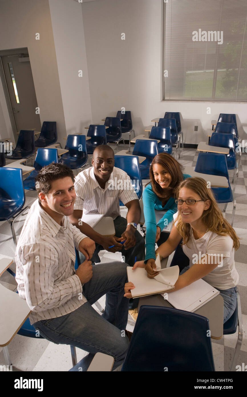 Portrait of university students smiling in the classroom Stock Photo ...