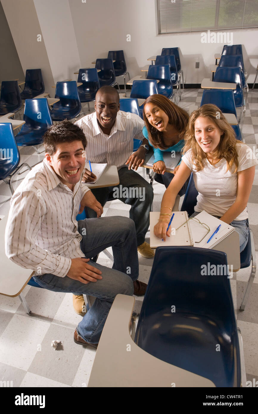 Portrait of university students smiling in the classroom Stock Photo ...
