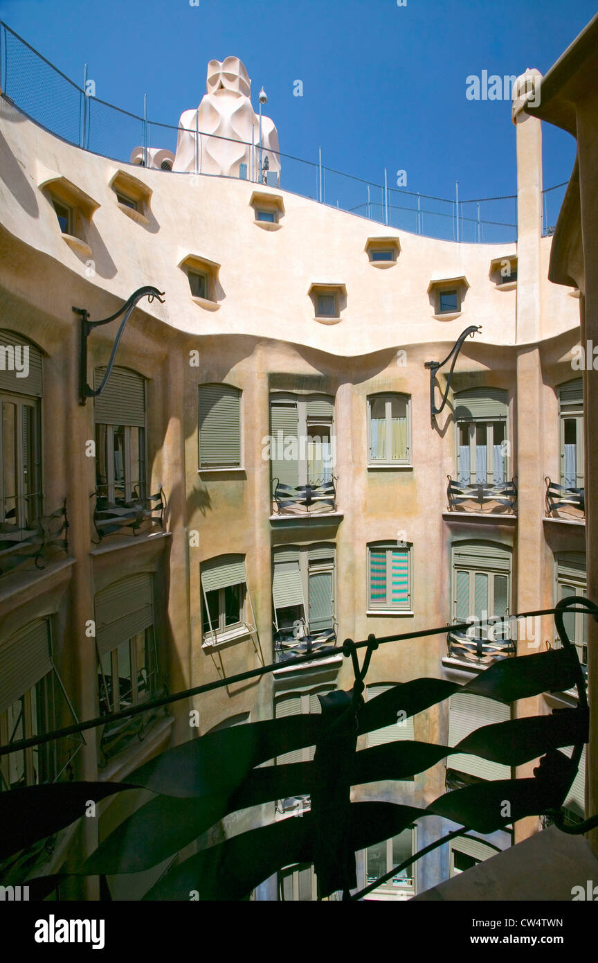 Apartment windows of Casa Mila by Antoni Gaudi, built between 1905-1911 ...