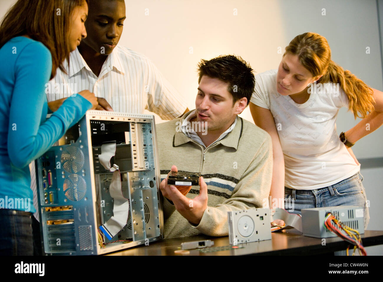 University students working on CPU in the classroom Stock Photo - Alamy