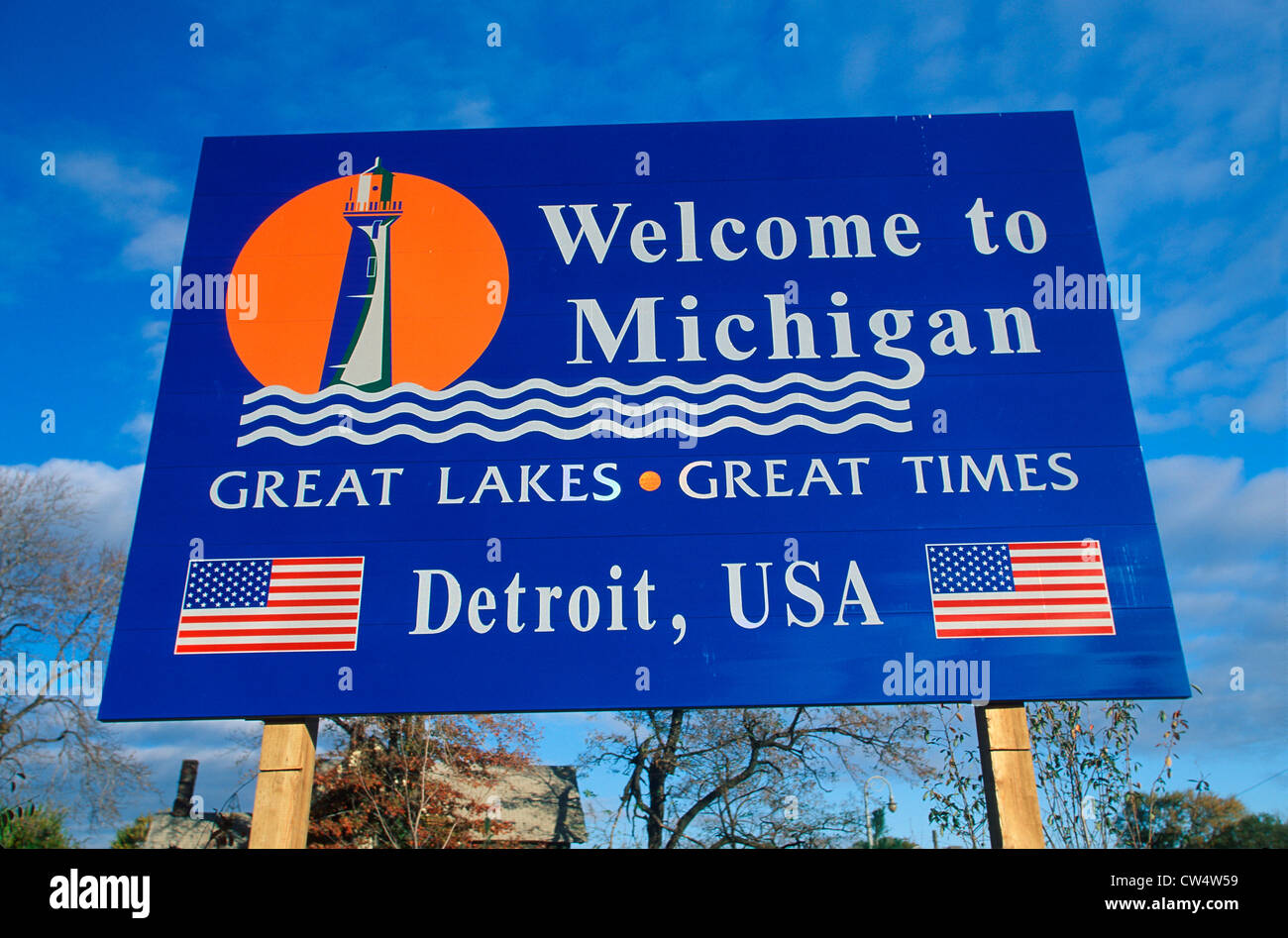 Welcome to Michigan Sign Stock Photo - Alamy