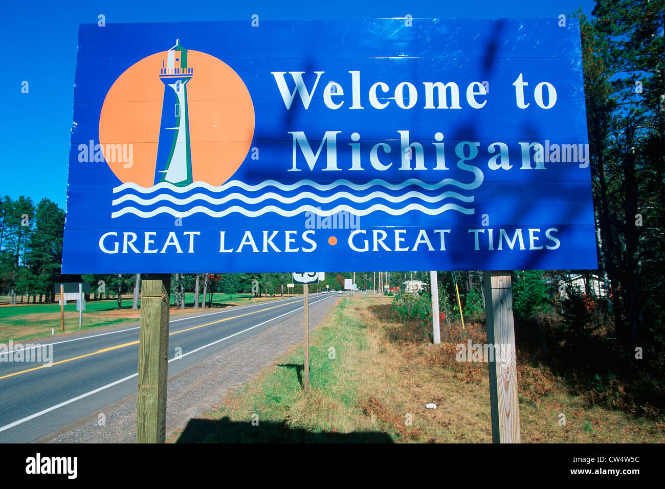 Welcome to Michigan Sign Stock Photo - Alamy