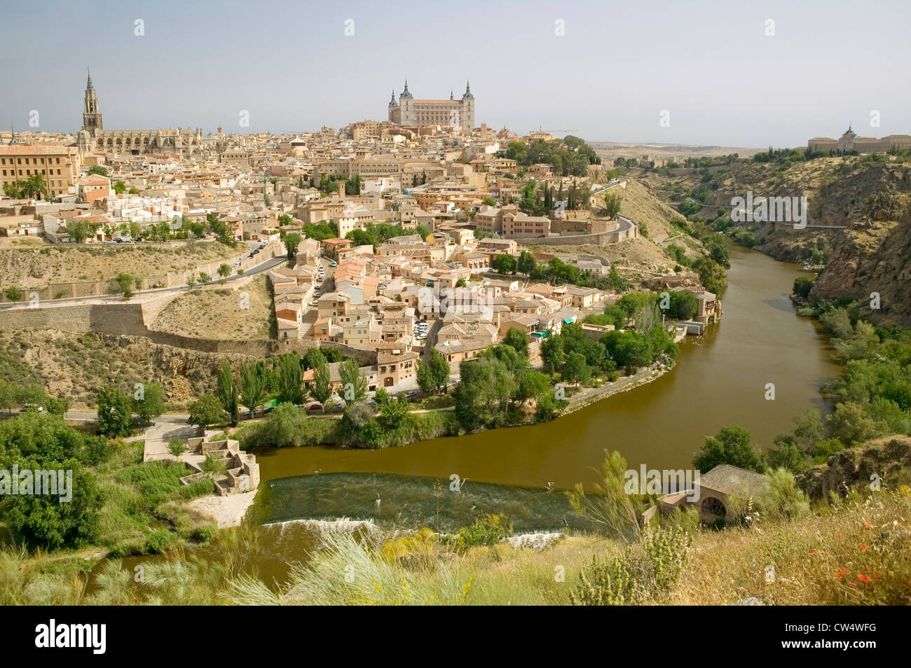 View overlooking the Tagus River and Toledo, Spain Stock Photo - Alamy